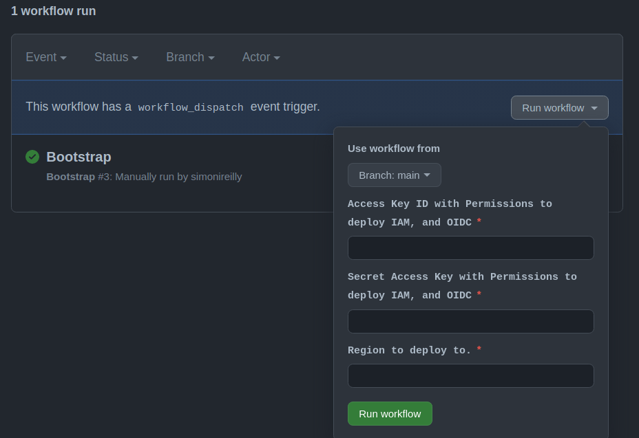 Bootstrap The AWS CDK With GitHub Actions